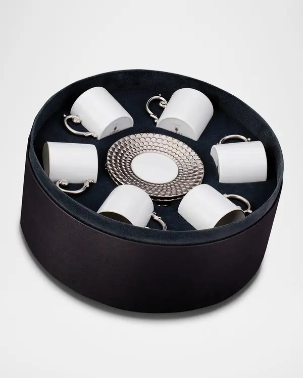 L & APOS;OBJET Aegean -trim Espresso Cups & Saucers, Set Of 6