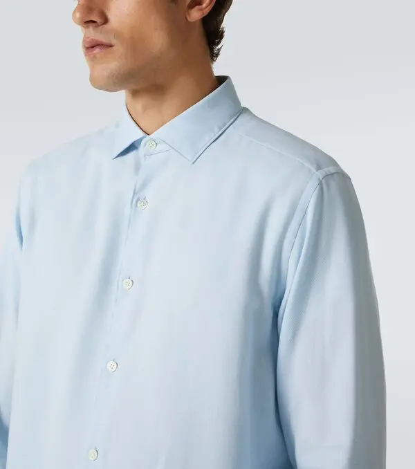 Zegna Cotton And Cashmere Shirt - Blue