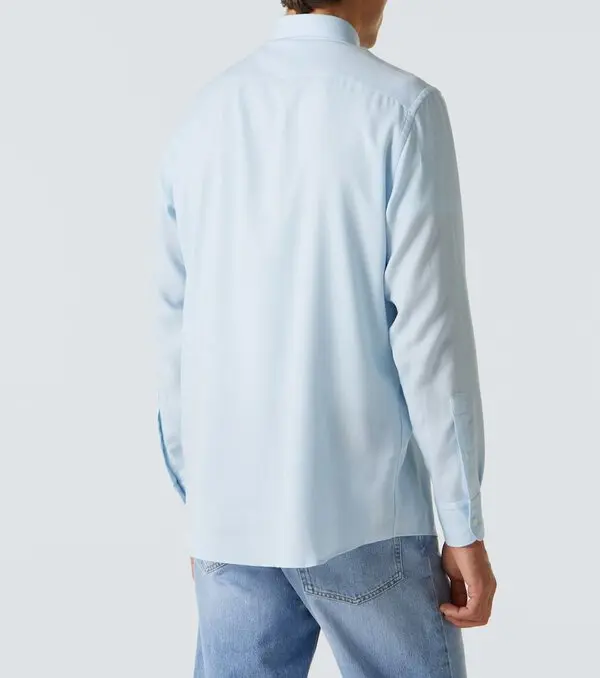 Zegna Cotton And Cashmere Shirt - Blue