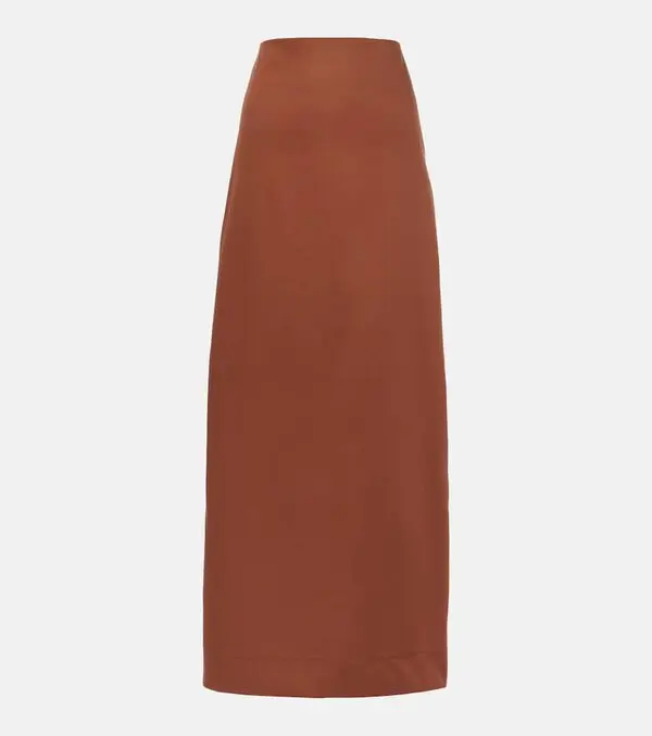ADRIANA DEGREAS Solid Cotton Maxi Skirt - Brown