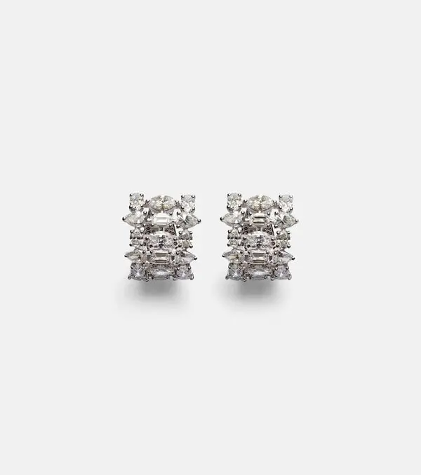 KAMYEN Art Deco 18kt White Gold Diamond Earrings - Silver