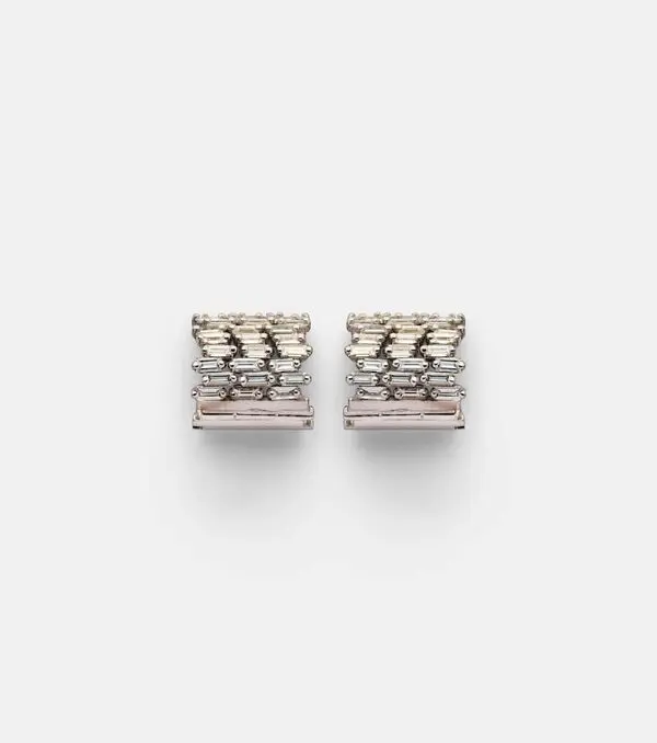 SUZANNE KALAN 18kt White Gold Diamond Rondelle Earrings - Silver