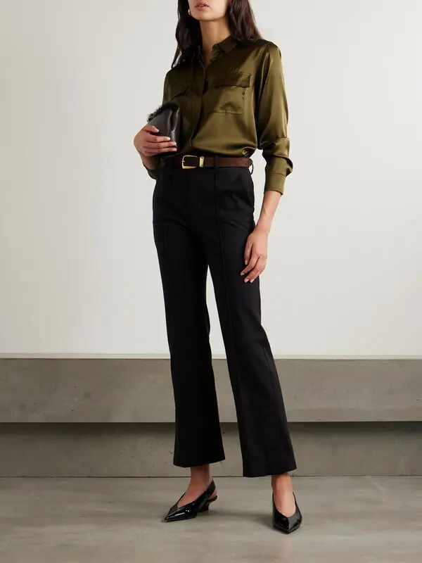 FRAME Kick Flare Stretch-cotton Trousers