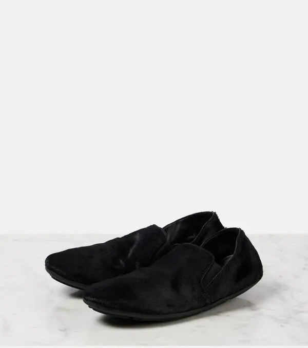 THE ROW Vincit Pony Hair Slip-on Shoes - Black