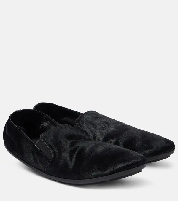 THE ROW Vincit Pony Hair Slip-on Shoes - Black