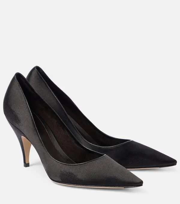 THE ROW Liisa Satin Pointed Toe Pumps - Black