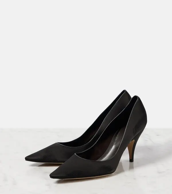 THE ROW Liisa Satin Pointed Toe Pumps