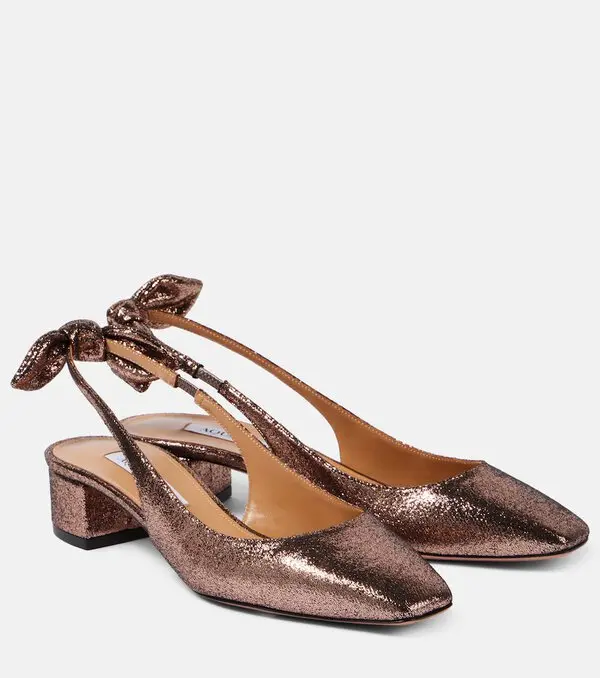 AQUAZZURA Very Bow Tie Glitter Slingback Pumps