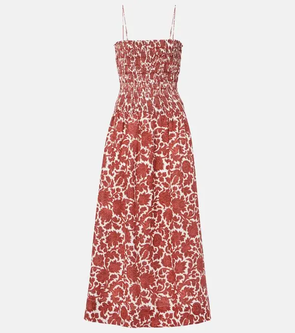 strapless open back dress Faithfull The Brand Rosas Midi Dress- Salema Floral – Styleartist main image 0