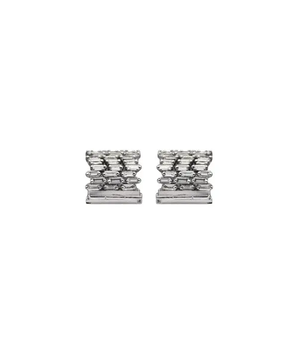 SUZANNE KALAN 18kt White Gold Diamond Rondelle Earrings - Silver