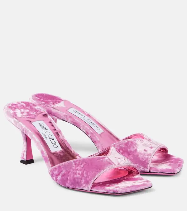 JIMMY CHOO Skye 70 Velvet Mules - Pink