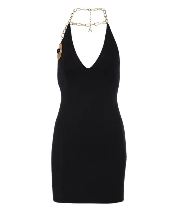 AREA Chain-detail Mini Dress - Black