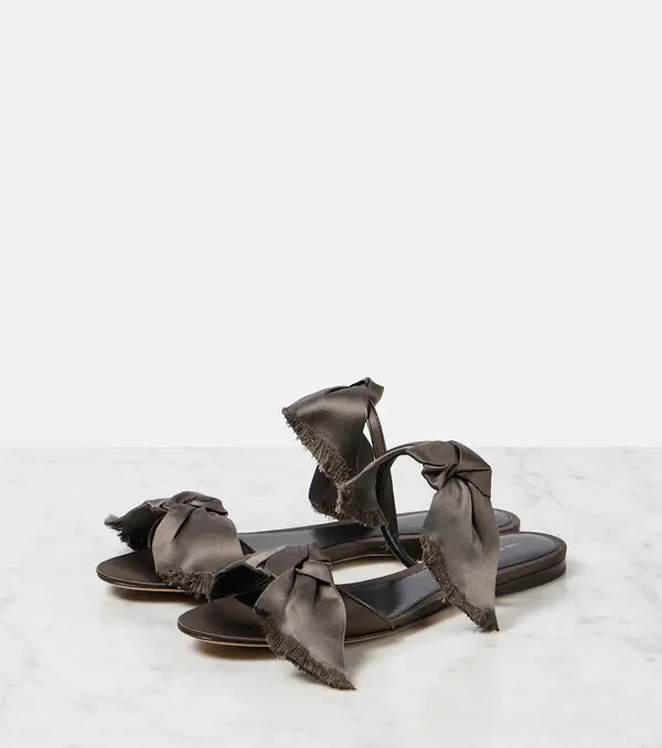 THE ROW Vika Satin Sandals - Brown