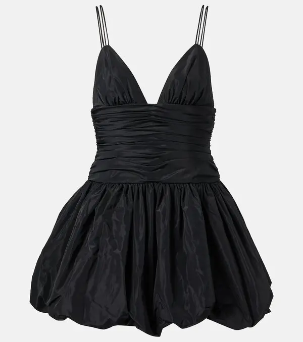 Staud Loren Ruched Mini Dress - Black