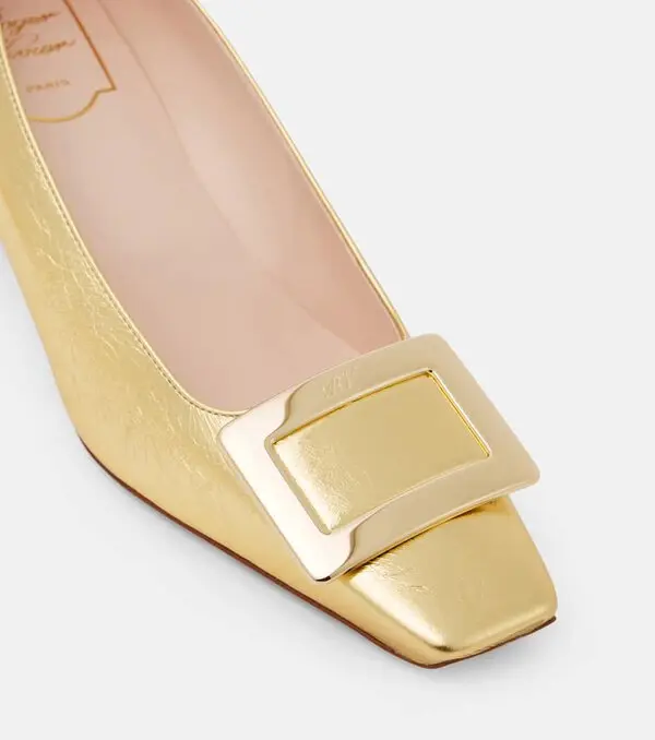 ROGER VIVIER Belle Vivier 45 Leather Pumps - Gold