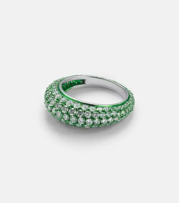 KAMYEN Lime Disco 18kt White Gold Ring With Diamonds - Green