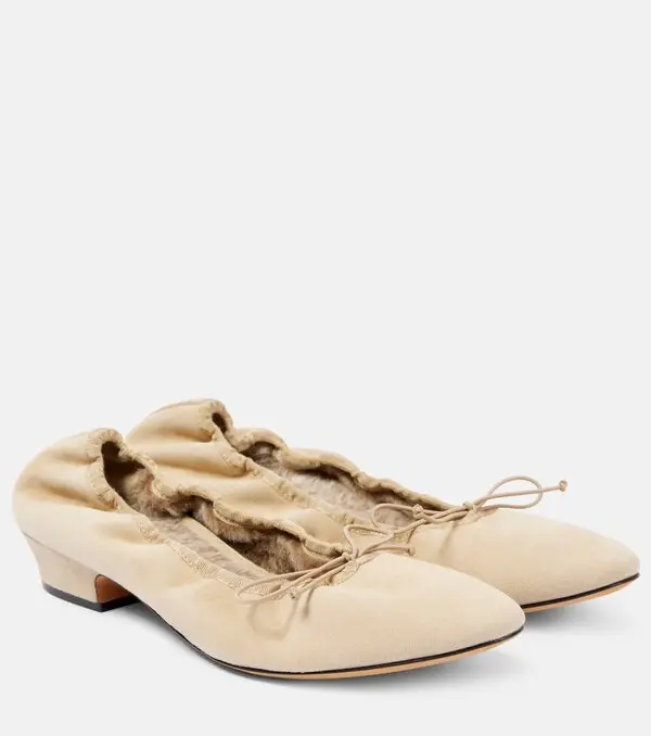 THE ROW Awar Shearling-lined Ballet Flats - Beige