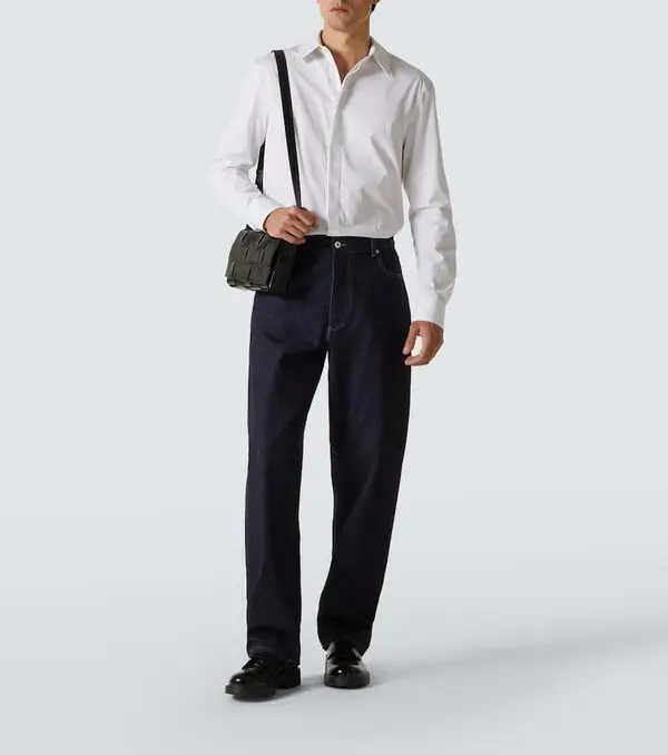 Bottega Veneta Cassette Intreccio Leather Crossbody Bag - Black