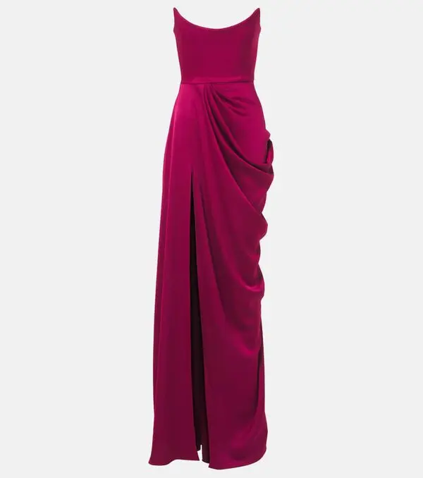 Alex Perry Draped Satin Bustier Gown
