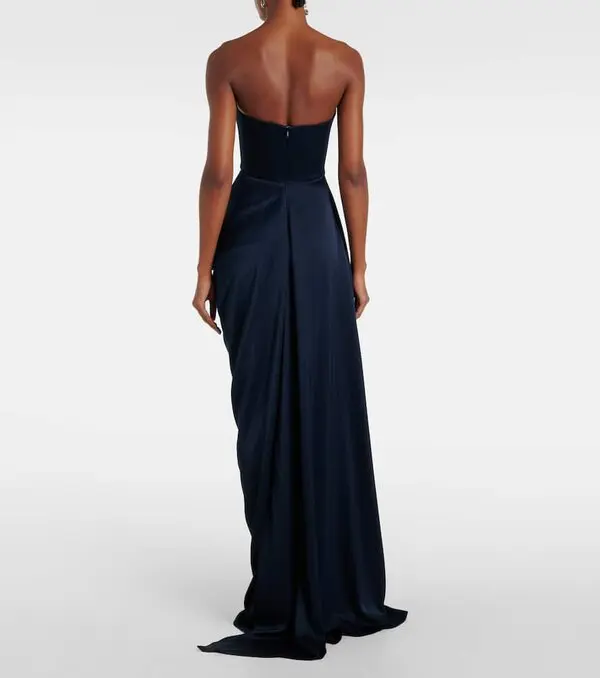 Alex Perry Draped Satin Bustier Gown