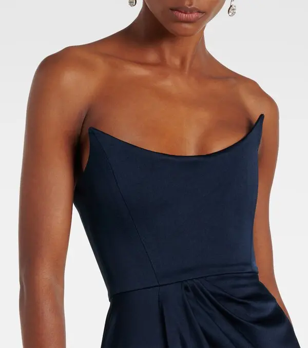 Alex Perry Draped Satin Bustier Gown