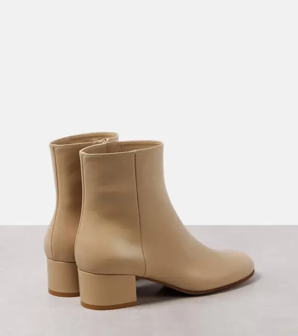 GIANVITO ROSSI Joelle 45 Leather Ankle Boots - Beige