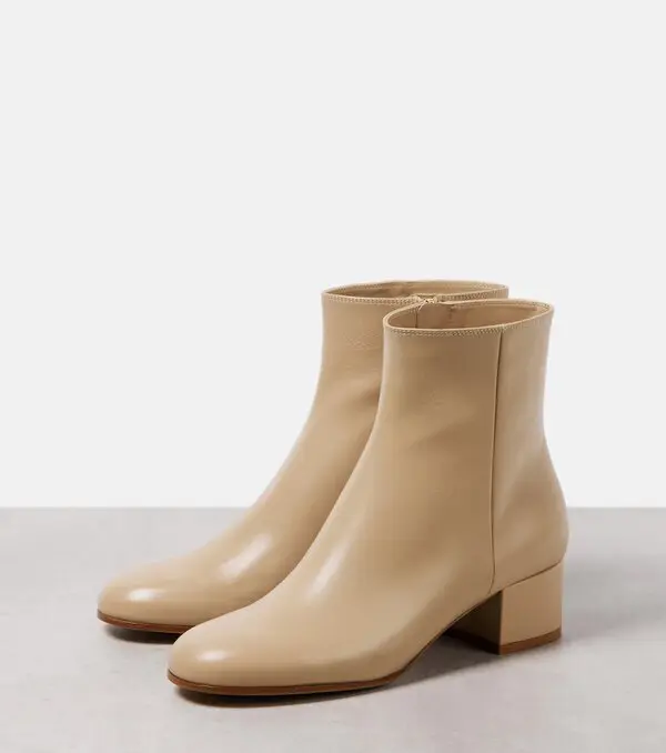 GIANVITO ROSSI Joelle 45 Leather Ankle Boots - Beige
