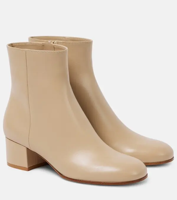 GIANVITO ROSSI Joelle 45 Leather Ankle Boots - Beige
