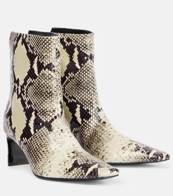 Khaite - Khaite Ona 55 Snake-Effect Leather Ankle Boots