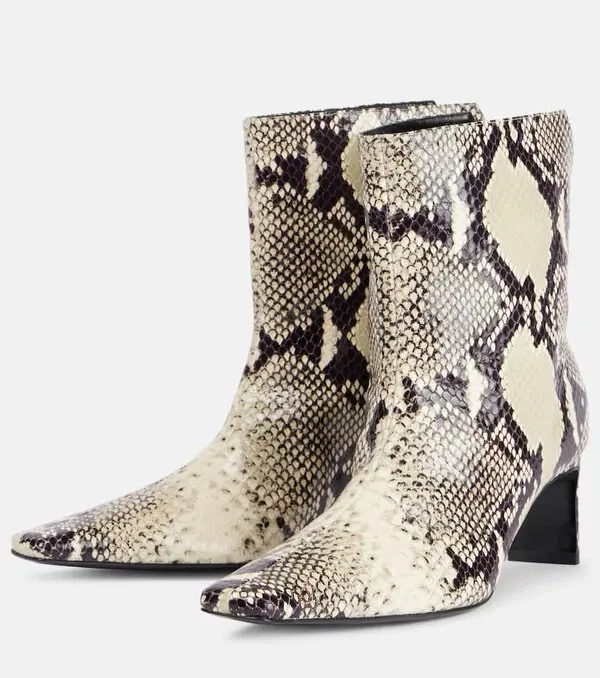 Khaite - Khaite Ona 55 Snake-Effect Leather Ankle Boots