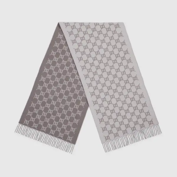 Gucci Gg Cashmere Scarf - Grey
