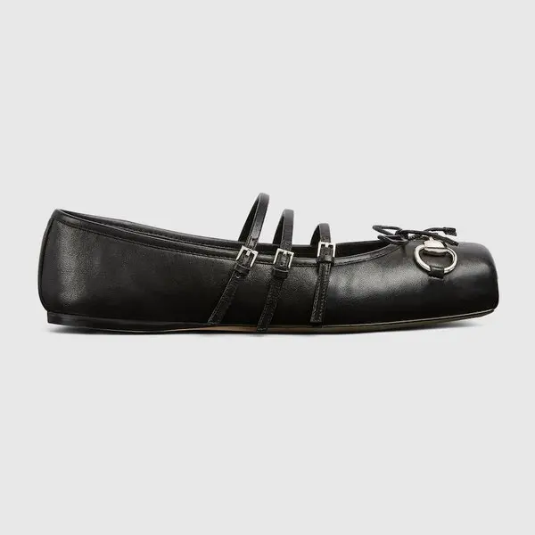 Gucci Horsebit Leather Ballet Flat - Black