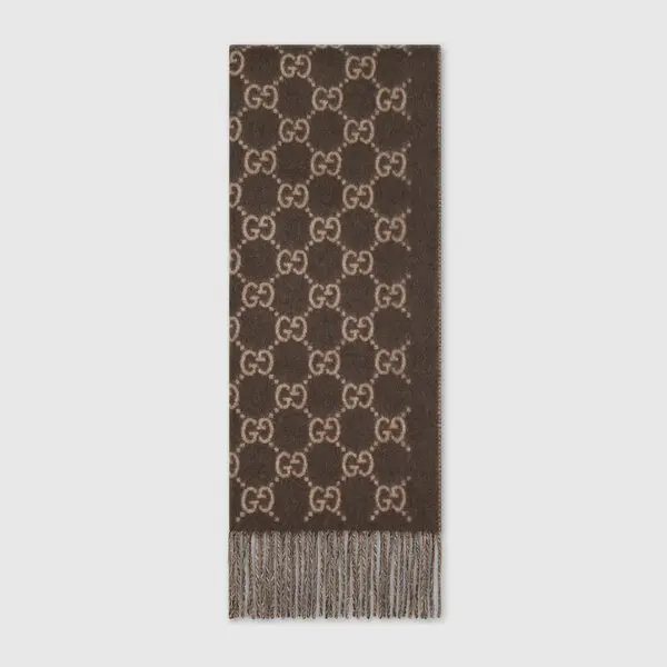 Gucci Gg Cashmere Scarf Wool - Brown
