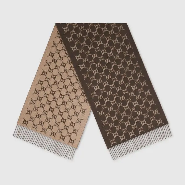 Gucci Gg Cashmere Scarf - Brown