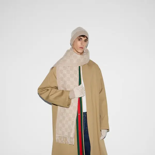 Gucci Gg Cashmere Jacquard Hat - Neutral