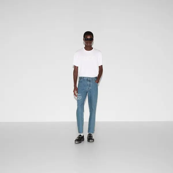 Gucci Lasered Double G Denim Pant