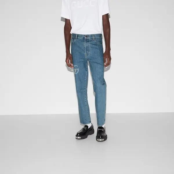 Gucci Lasered Double G Denim Pant