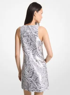 Michael Kors Zebra Sequined Tank Mini Dress