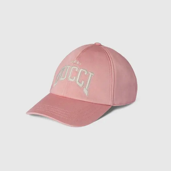 Gucci Embroidered Cotton Baseball Hat - Pink | Editorialist display picture 3