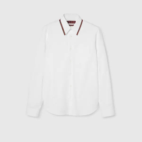 Gucci Oxford Cotton Shirt With Web - White