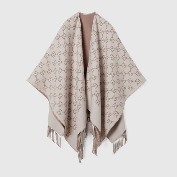 Gucci Gg Wool Jacquard Cape - Neutral