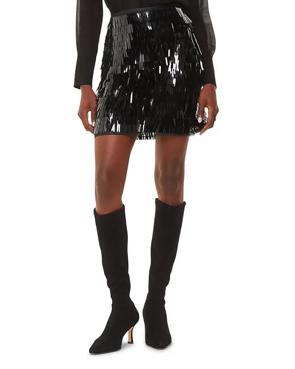 Whistles Sequin Mini Skirt - Black