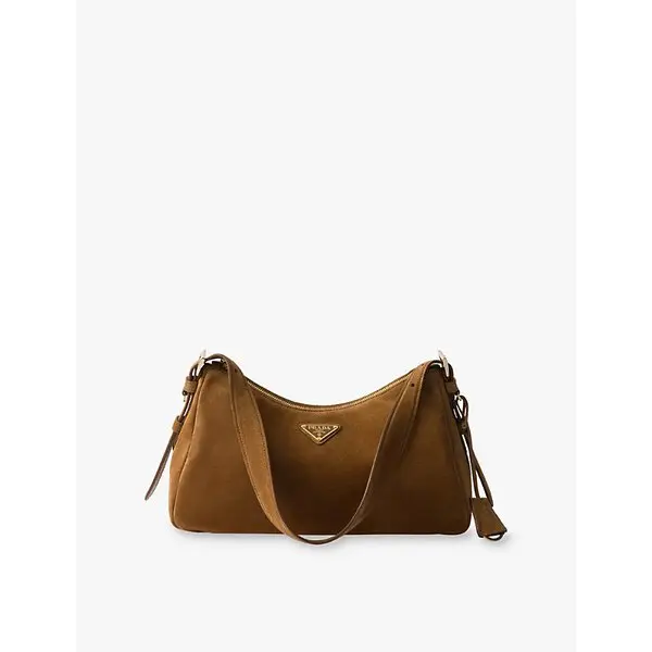 Prada Aimée Medium Suede Shoulder Bag