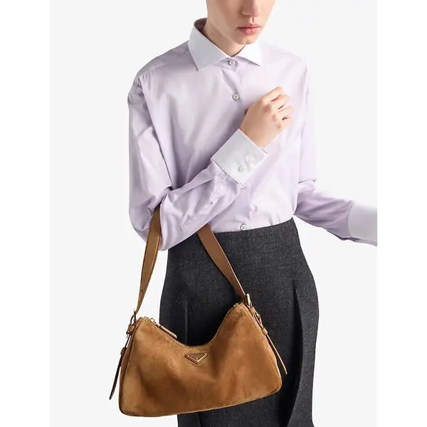 Prada Aimée Medium Suede Shoulder Bag