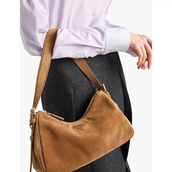 Prada Aimée Medium Suede Shoulder Bag