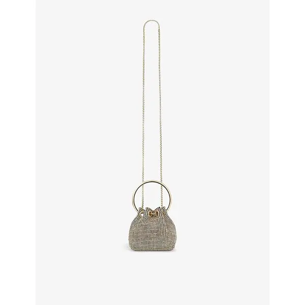 JIMMY CHOO Bon Bon Micro Crystal-embellished Mesh Top-handle Bag - Champagne/light Gold