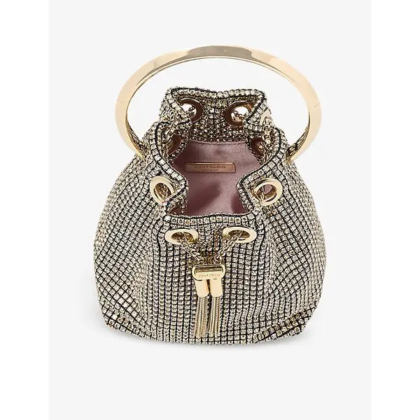 JIMMY CHOO Bon Bon Micro Crystal-embellished Mesh Top-handle Bag - Champagne/light Gold