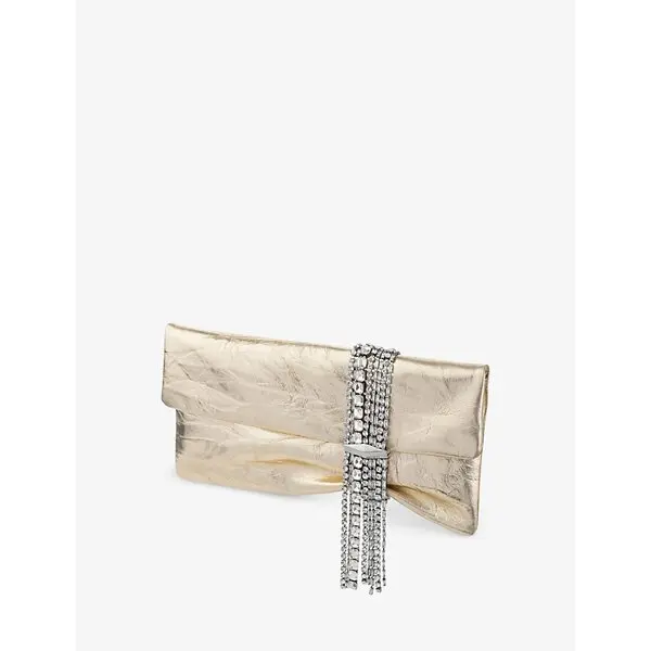 JIMMY CHOO Zandra Crystal-embellished Clutch Bag - Lightplatinum/silver