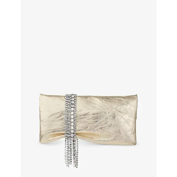 JIMMY CHOO Zandra Crystal-embellished Clutch Bag - Lightplatinum/silver