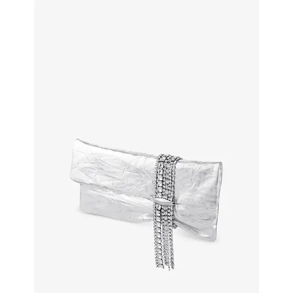 JIMMY CHOO Zandra Crystal-embellished Clutch - Silver/silver